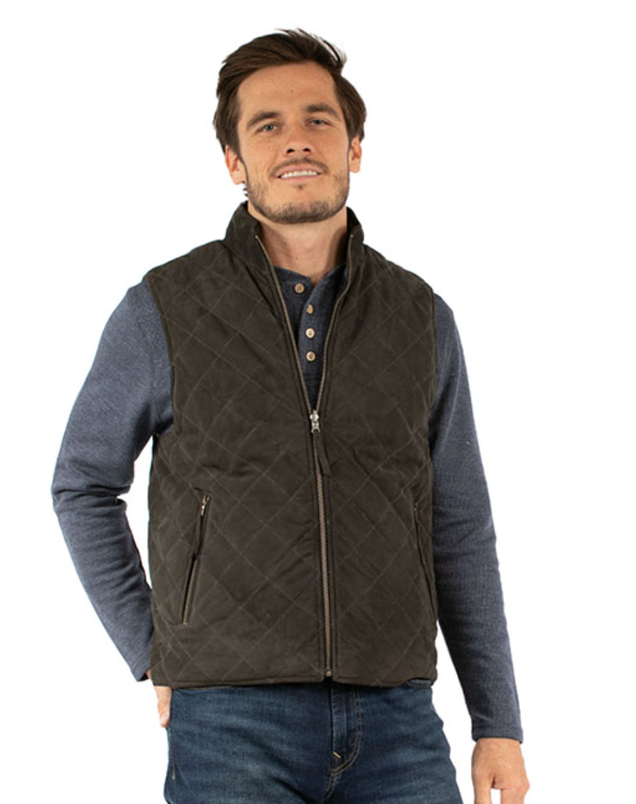 Quilted Leather Charcoal Vest - Scully - 2104C – STONE FEATHER ROAD