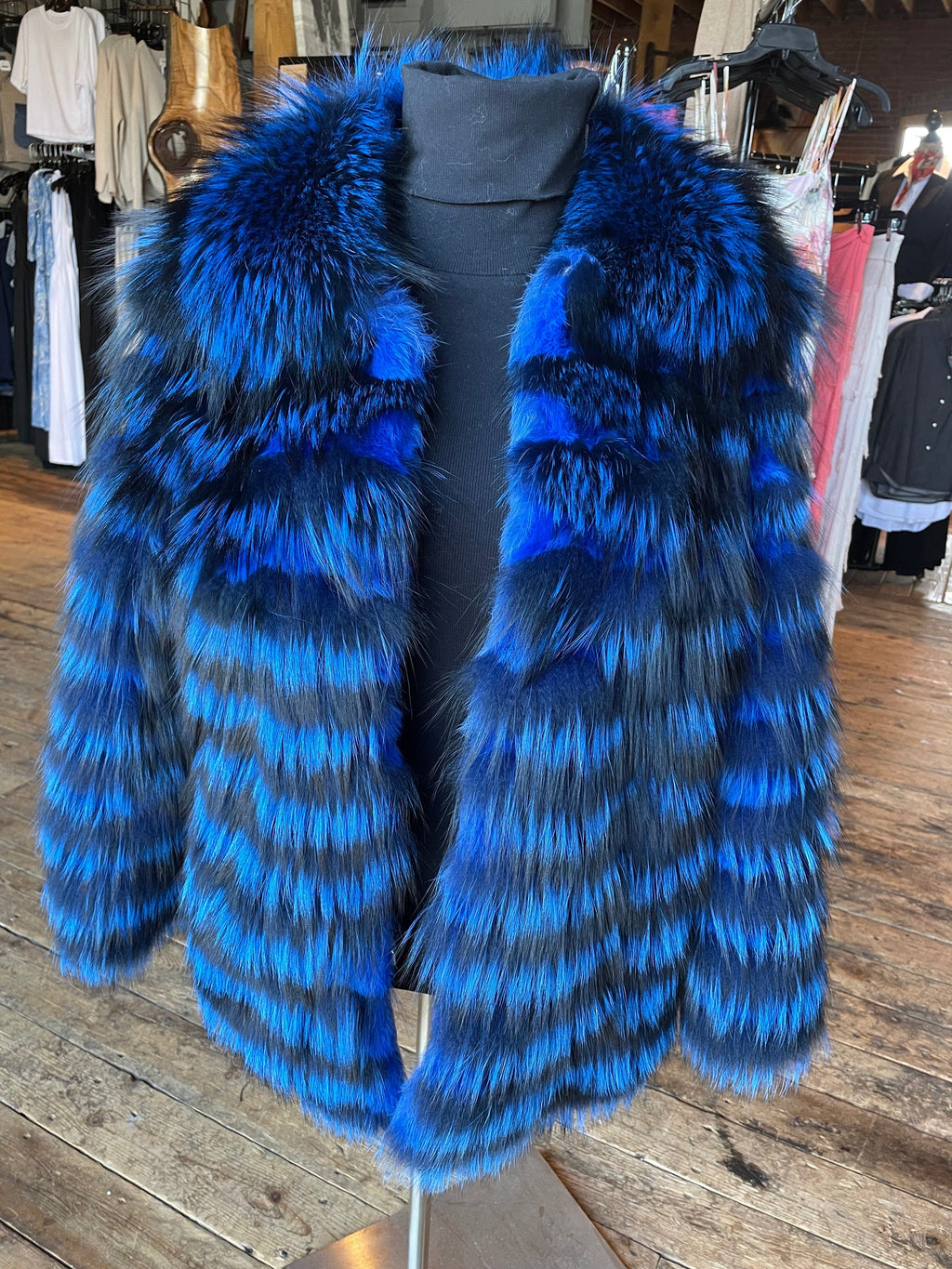 Cobalt Blue Fox Jacket - MKKATE – STONE FEATHER ROAD