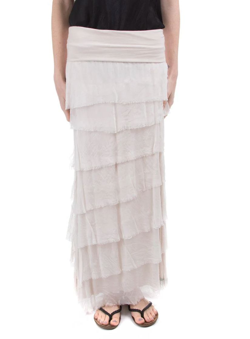 Cream Silk Tiered Skirt - KGG1-CR – STONE FEATHER ROAD