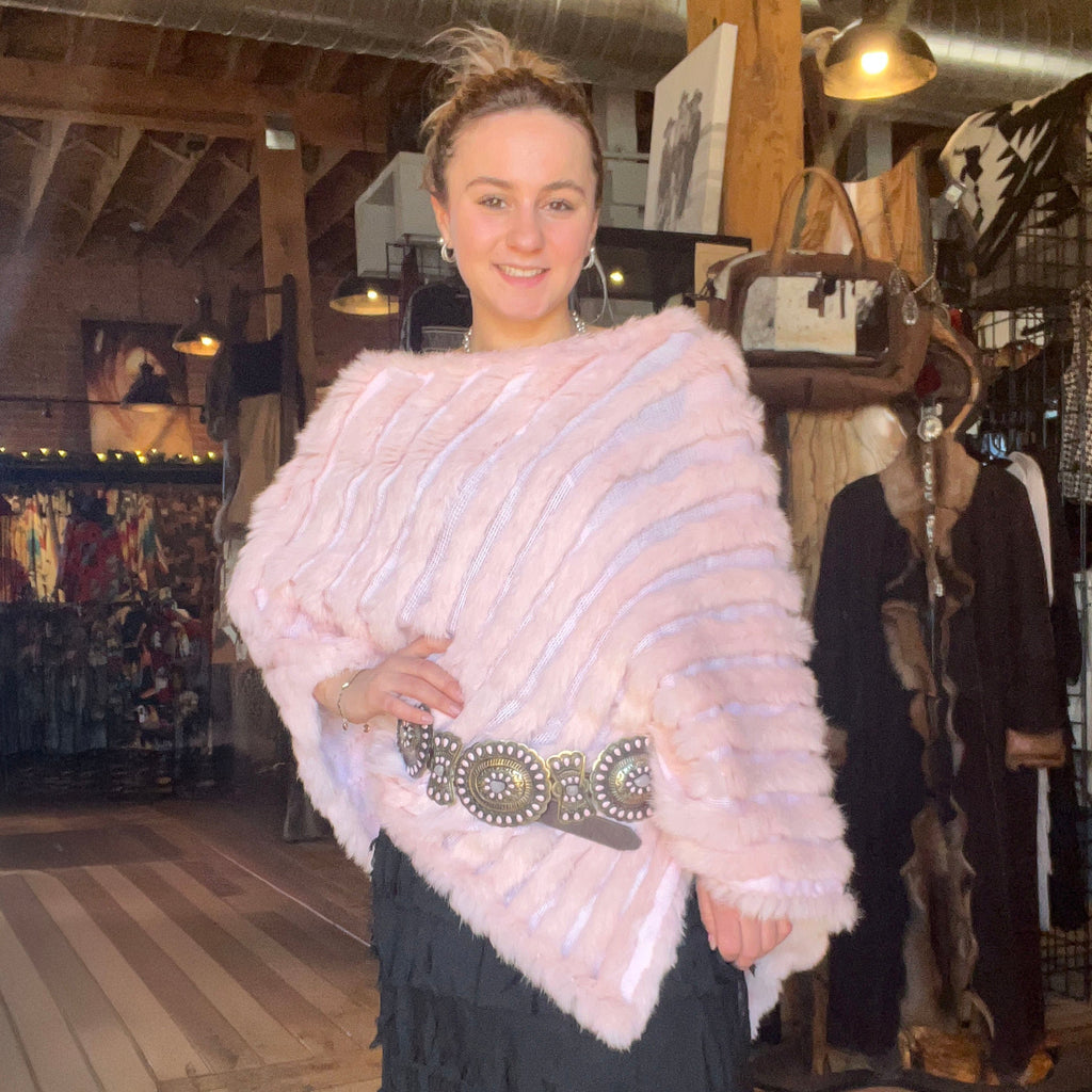 Knitted Rabbit Poncho - Pink - PONMK-PK – STONE FEATHER ROAD