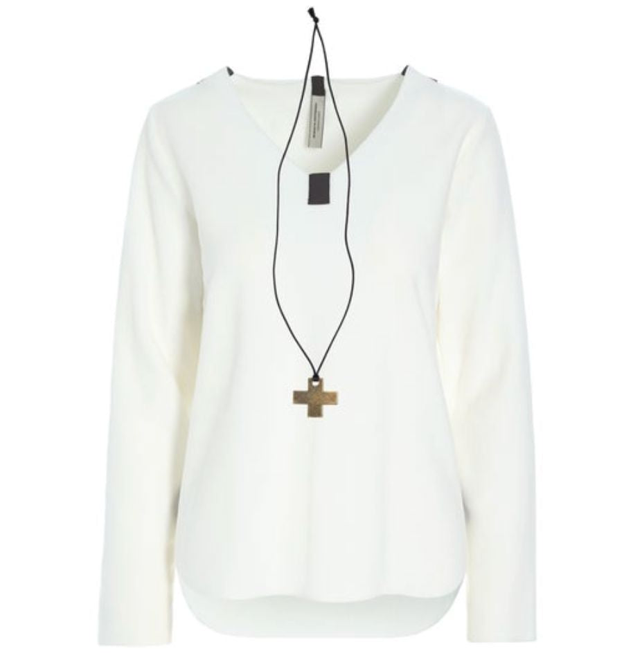 Off White Fleece V-Neck - Henriette Steffensen - 1362W – STONE FEATHER ROAD