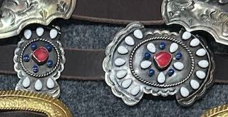 Red Stone/White & Blue Enamel German Silver Concho Belt - BBAR31 ...