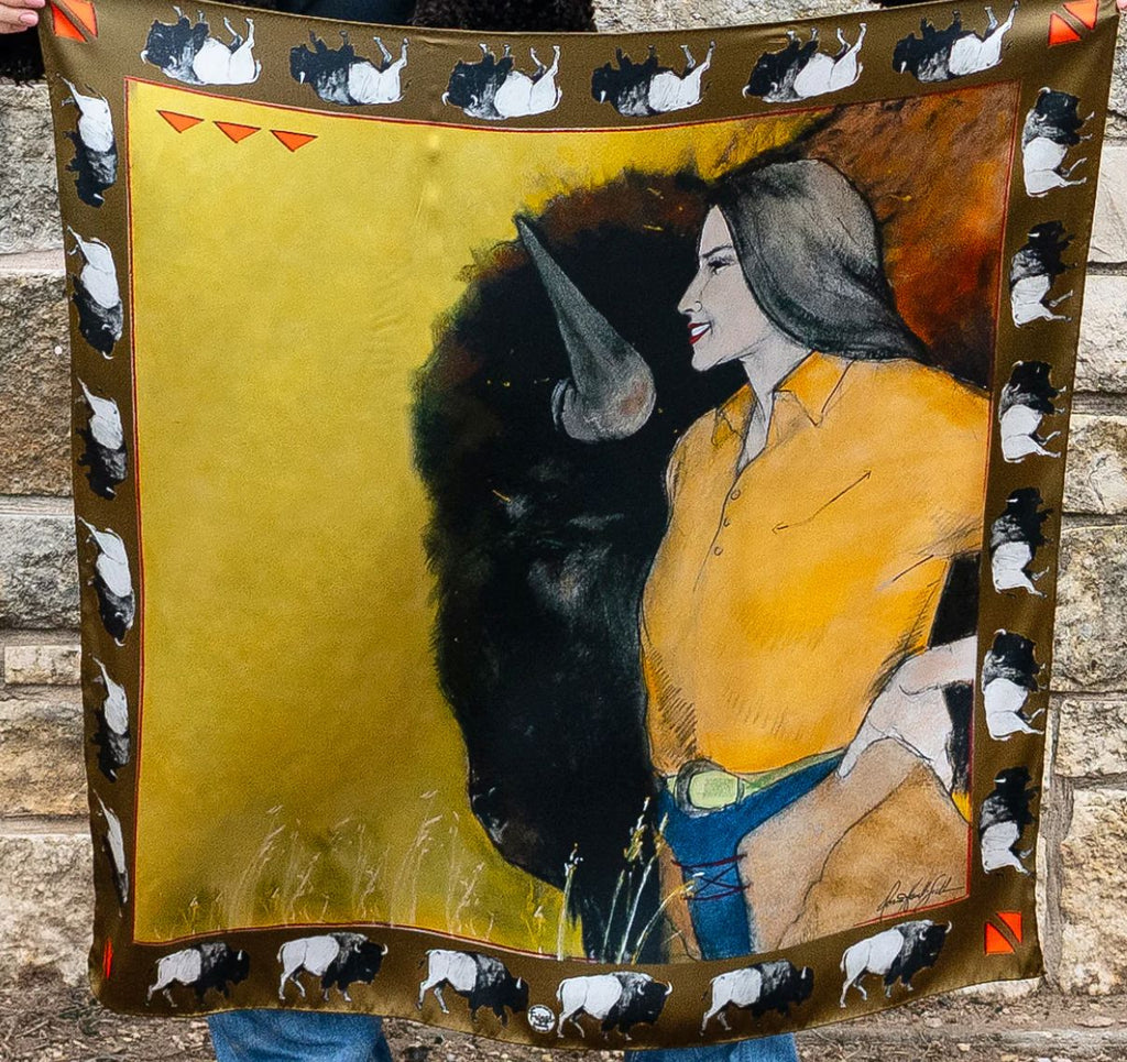 Wild Rag - Girl With Bison – STONE FEATHER ROAD
